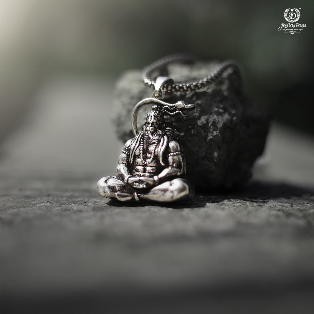 Hanuman Silver Pendant with Silver Chain – Jewllery Design