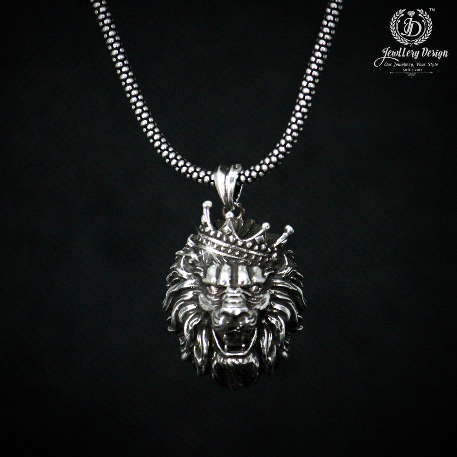 Lion Pendant Silver Chain – Jewllery Design